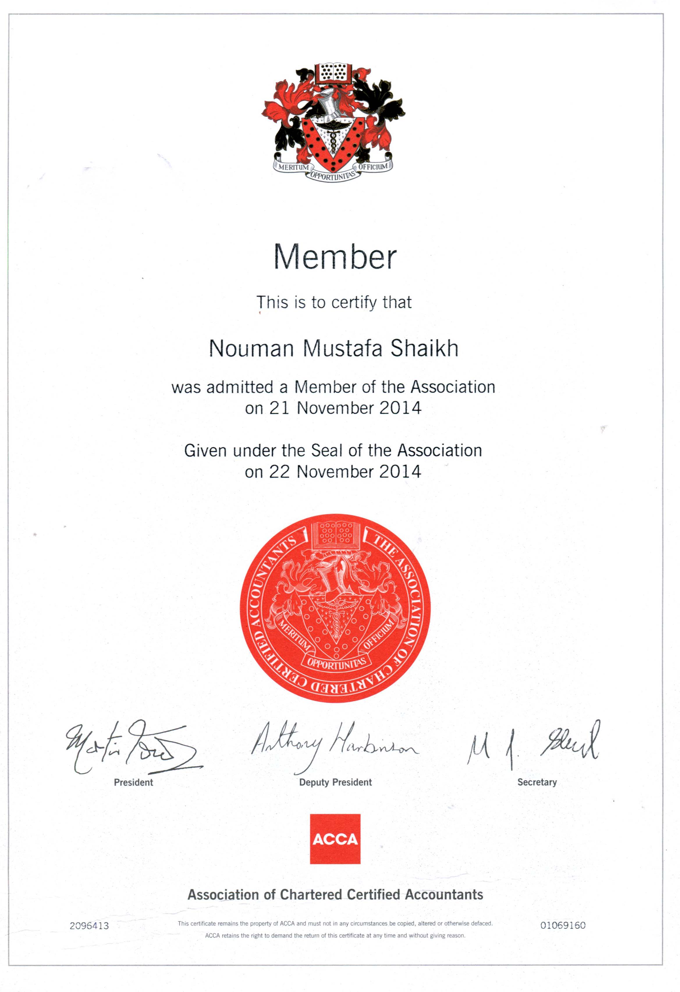 Nouman Mustafa Shaikh - FCCA